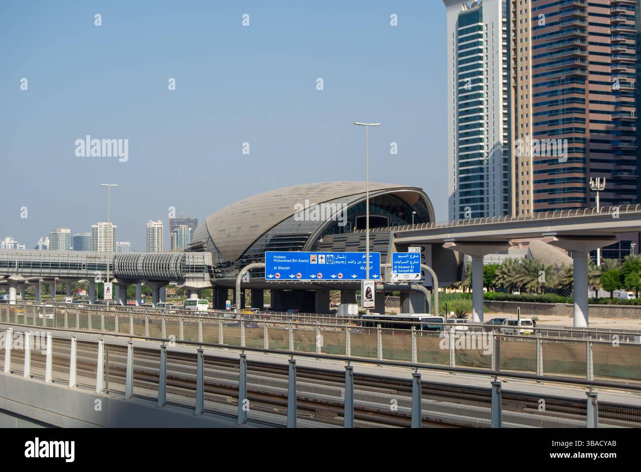 A modern metro station in a bustling urban area, featuring a unique ...