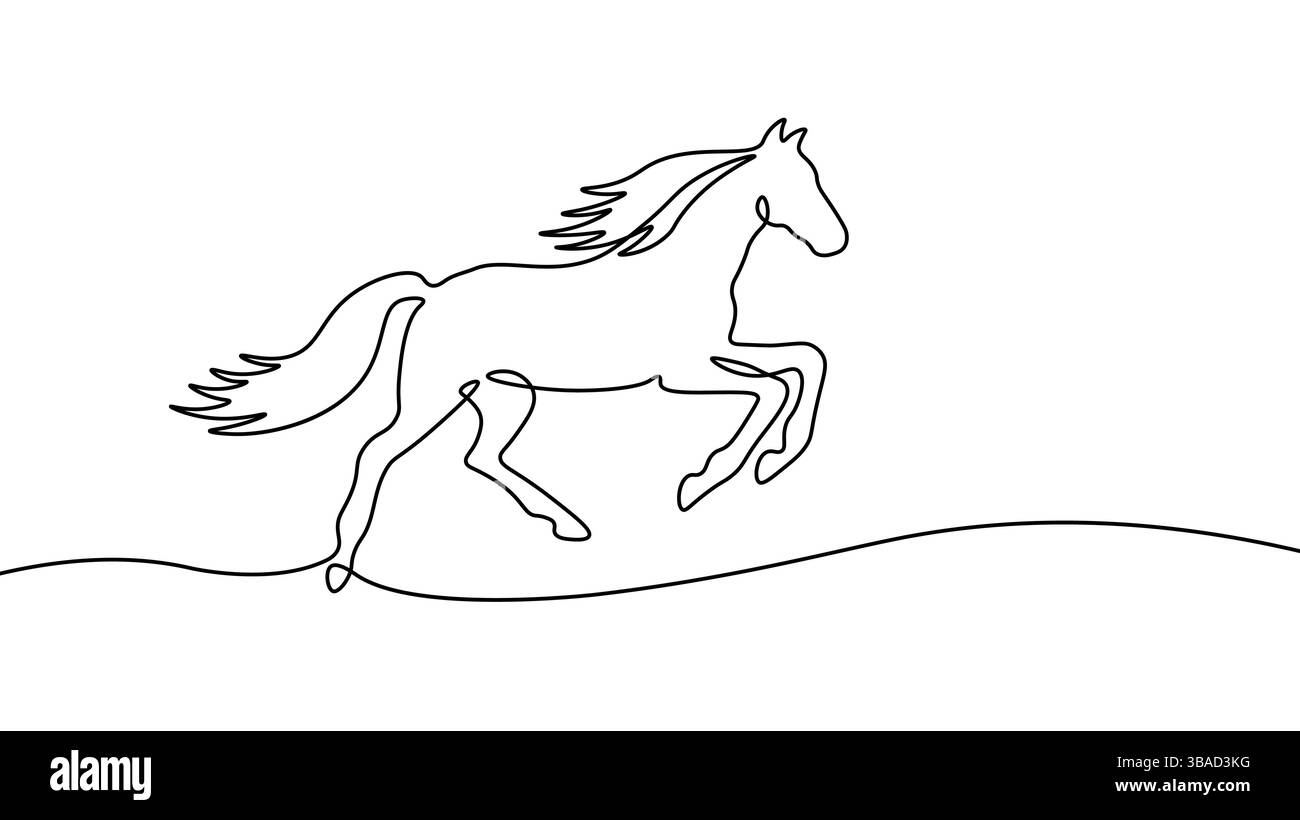 Black horse jumps gracefully. Mane tail legs detailed with smooth ...