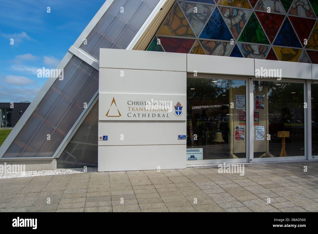 The entrance of the Christchurch Transitional Cathedral, featuring ...