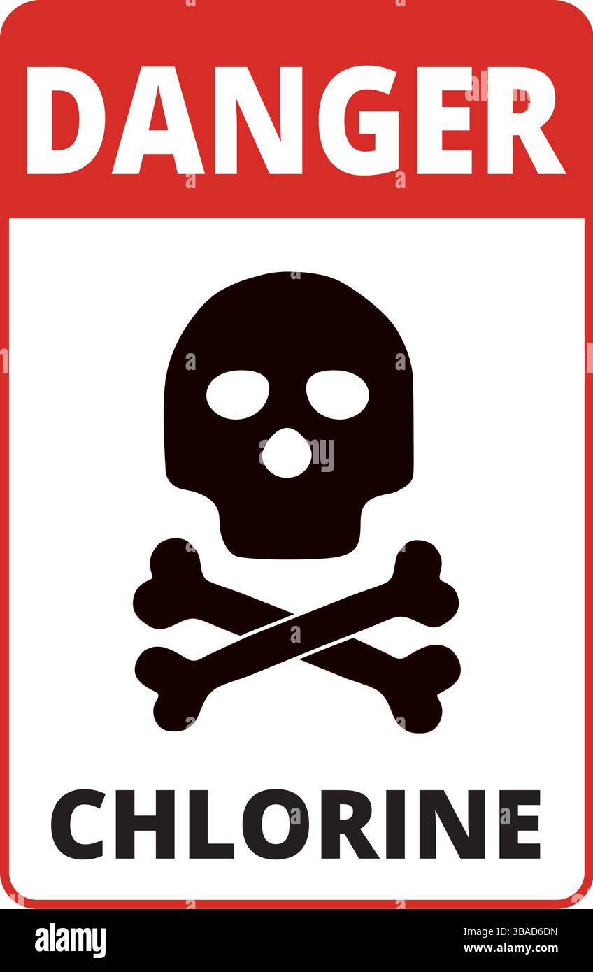 Danger chlorine sign with a skull and crossed bones Stock Vector Image ...