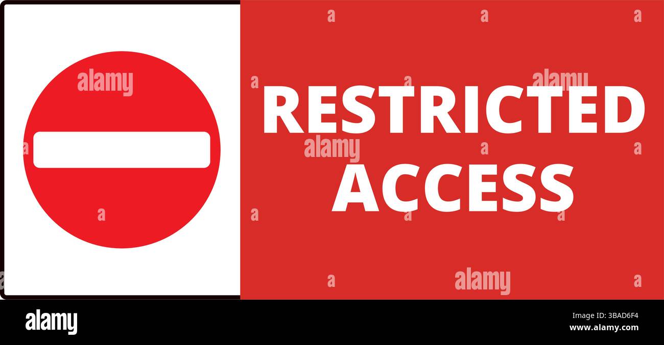 Red and white restricted access sign on a white background Stock Vector ...