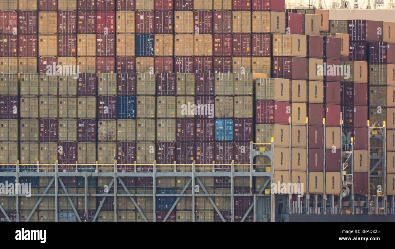A container ship is moored at the port of the port of New York & New ...