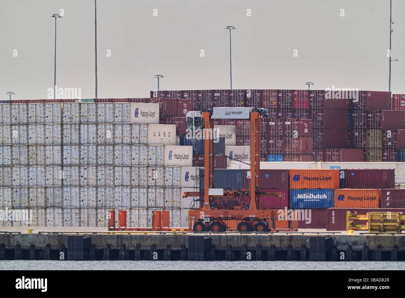 Shown are shipping containers at the port of the port of New York & New ...