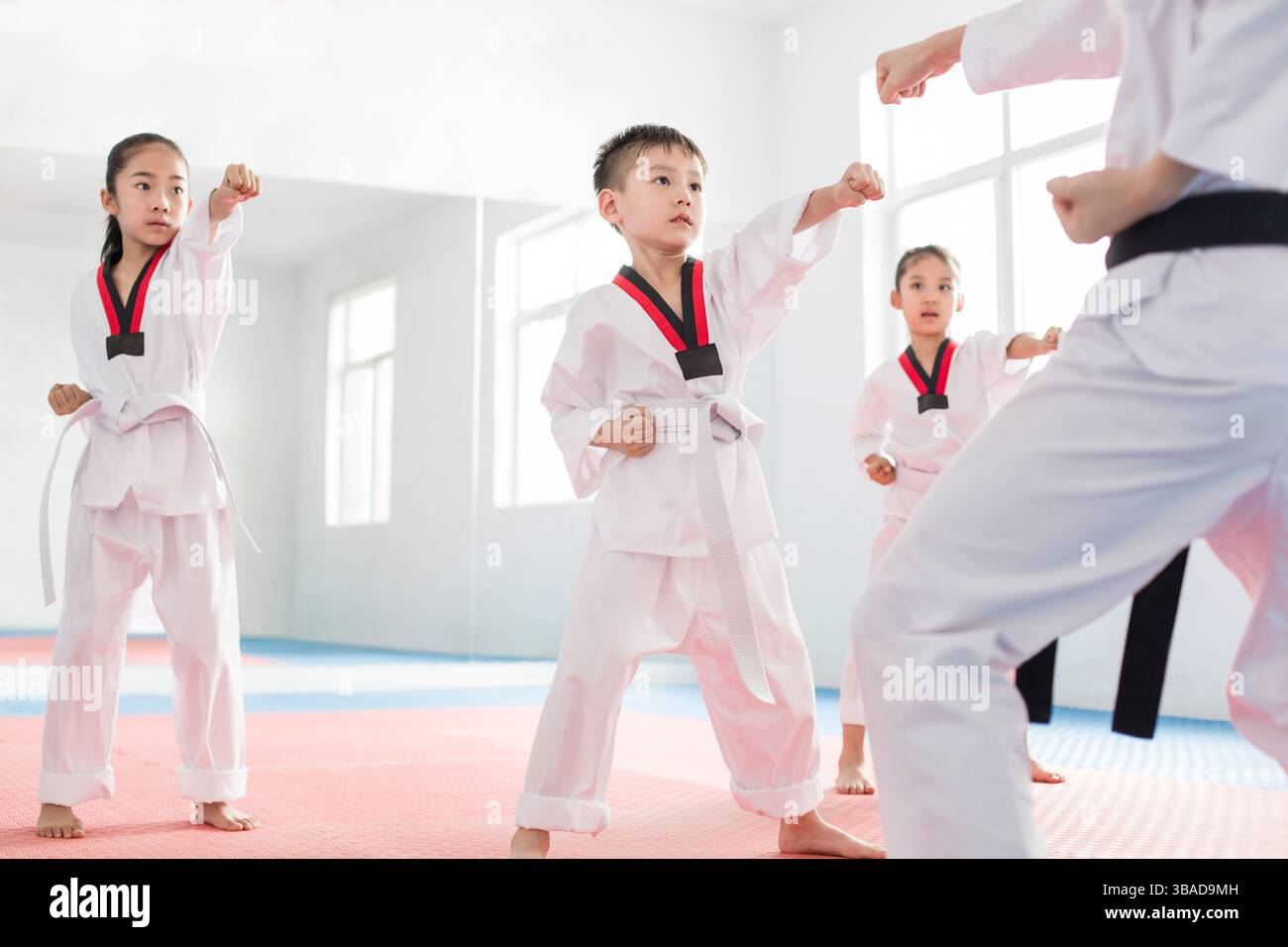 Young Chinese instructor teaching children Tae Kwon Do Stock Photo - Alamy