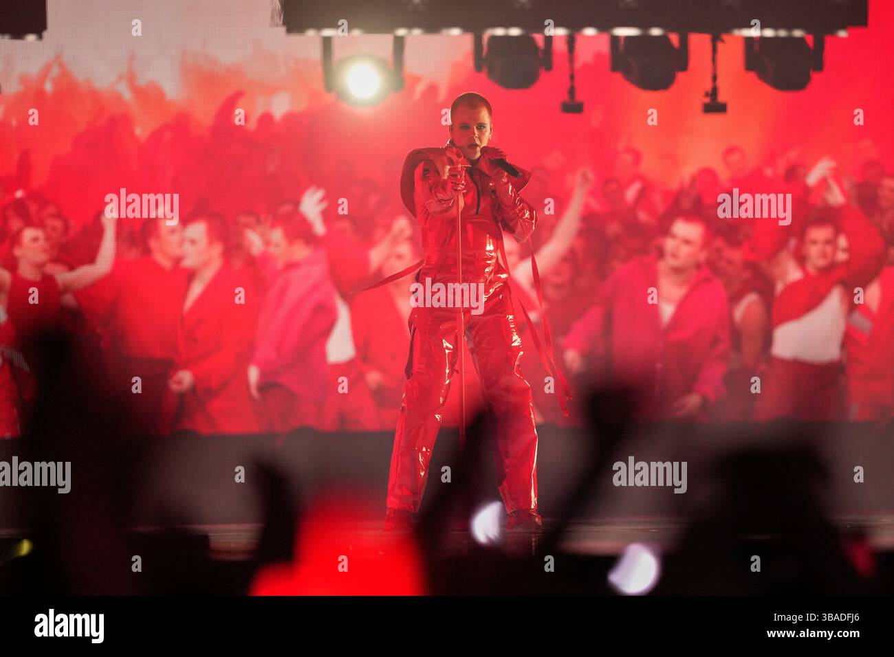 Red Sebastian from Belgium performs the song "Strobe Lights" during the ...