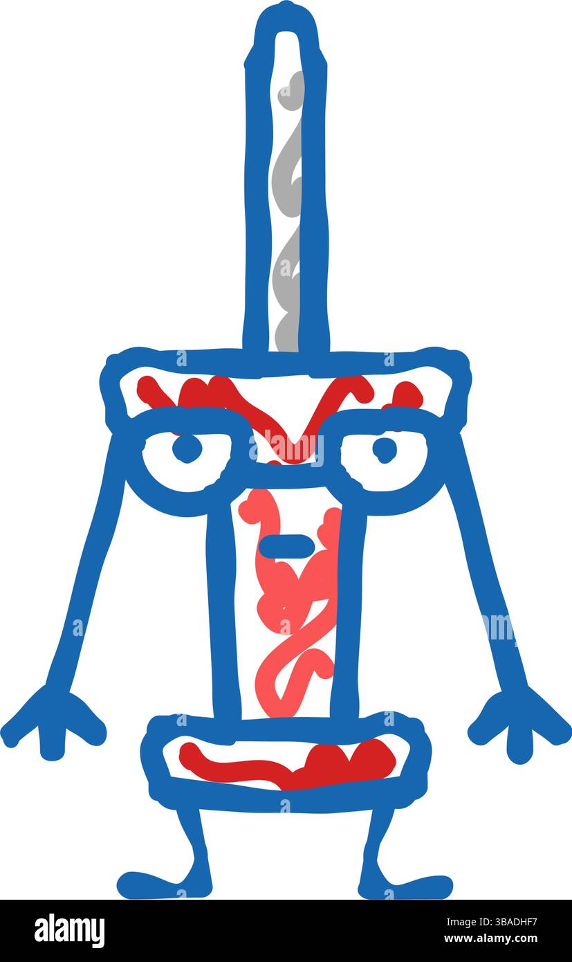 push pin school character icon doodle illustration Stock Vector Image ...