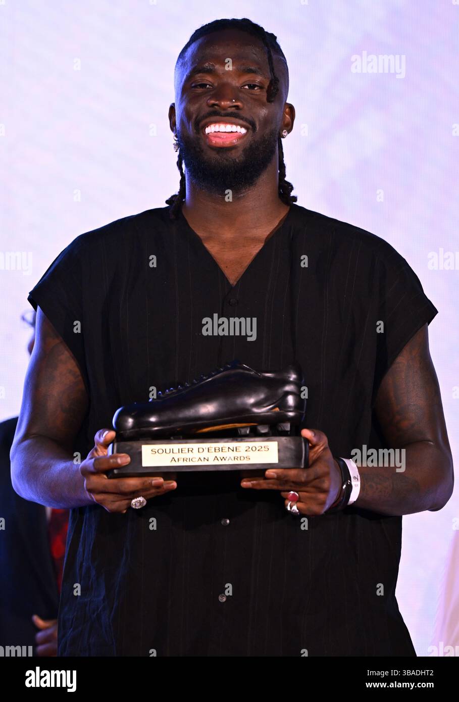 Brussels, Belgium. 12th May, 2025. Genk's Tolu Toluwalase Arokodare poses for the photographer ...