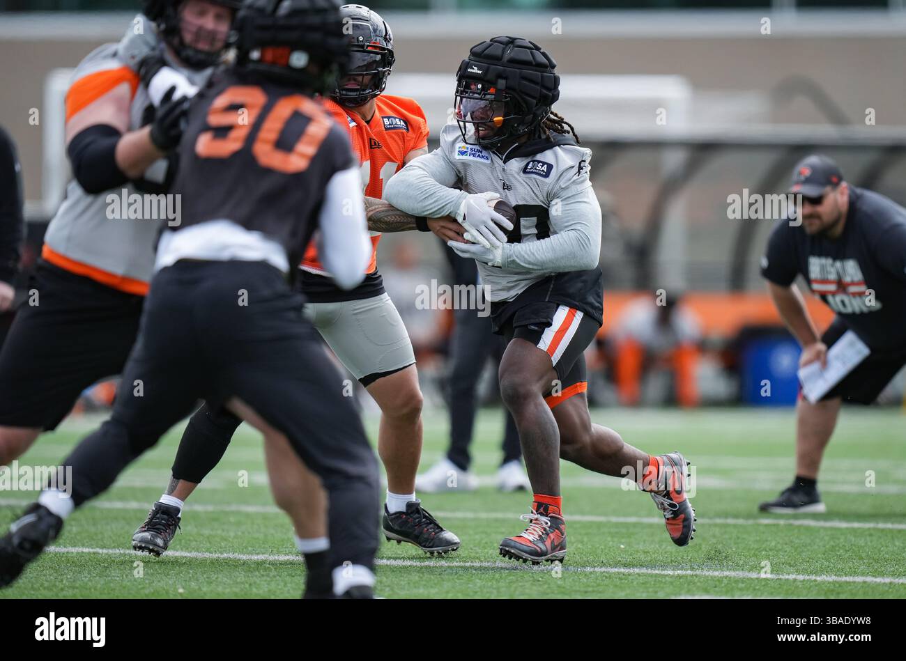 Kamloops, Canada. 12th May, 2025. B.C. Lions running back James Butler ...