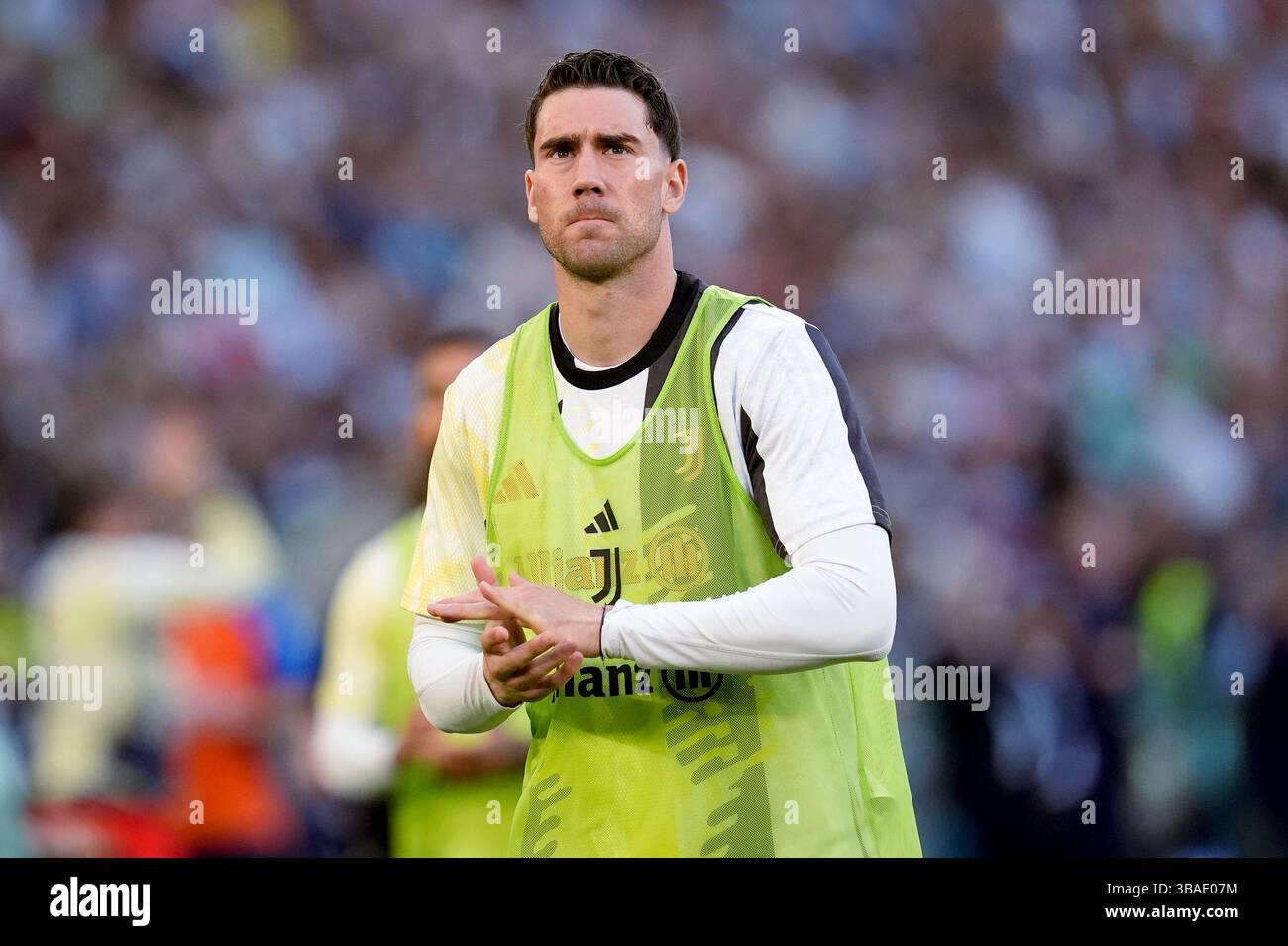 Rome, Italy. 10th May, 2025. Dusan Vlahovic of Juventus FC looks on ...