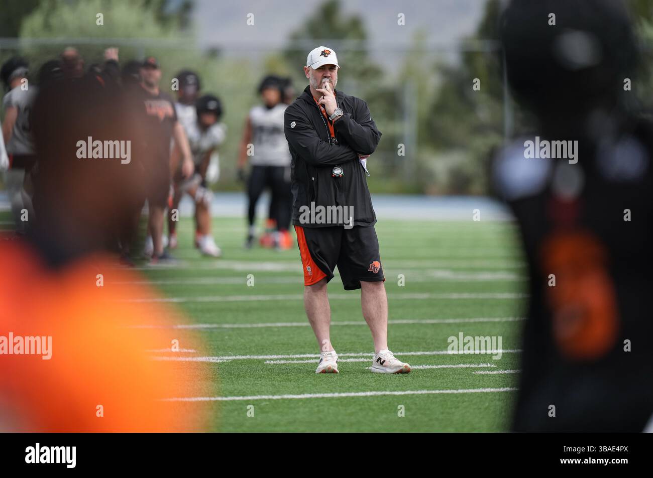 B.C. Lions head coach Buck Pierce watches the CFL football team's ...