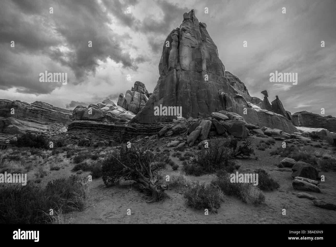 Arches National Park Peak View BW Stock Photo - Alamy