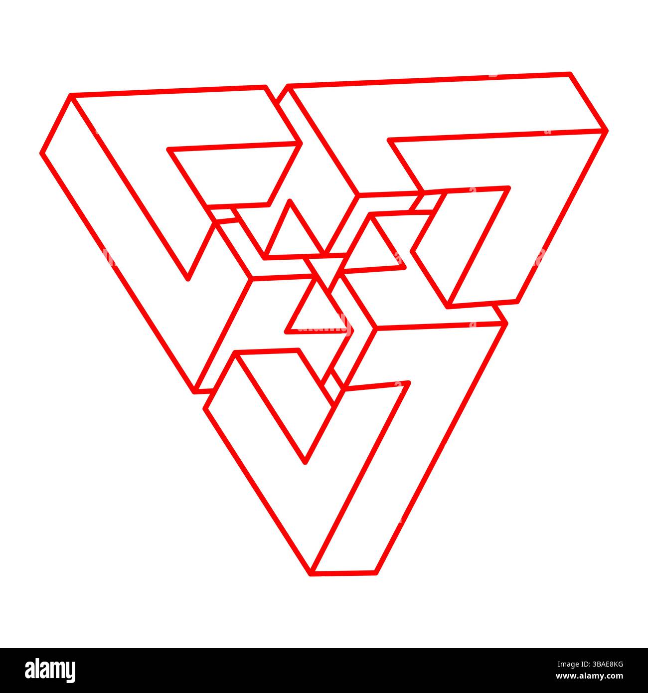 Impossible shapes. Sacred geometry. Optical illusion figures. Abstract eternal geometric objects ...