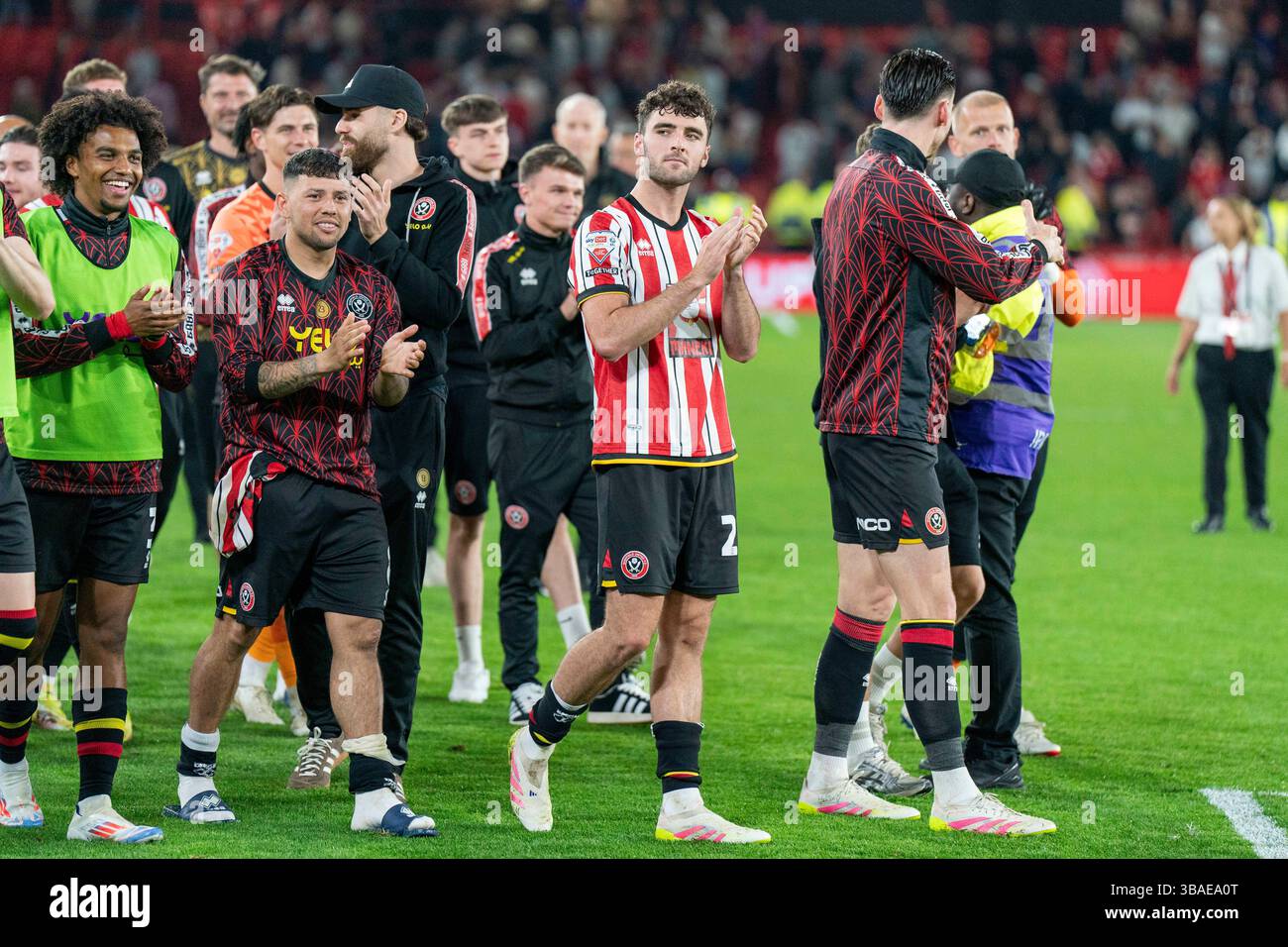 Sheffield, UK. 12th May, 2025. Sheffield United celebrate going to ...