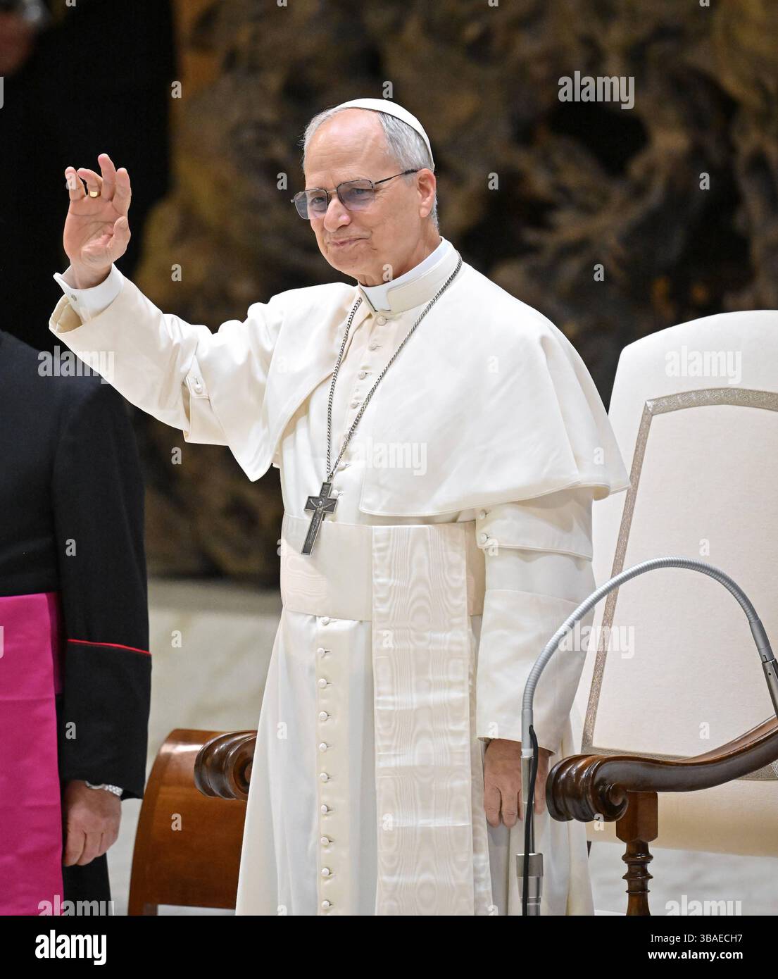 Rom, Vatikan 12.05.2025 Audienz fuer Journalisten, Papst Leo XIV ...