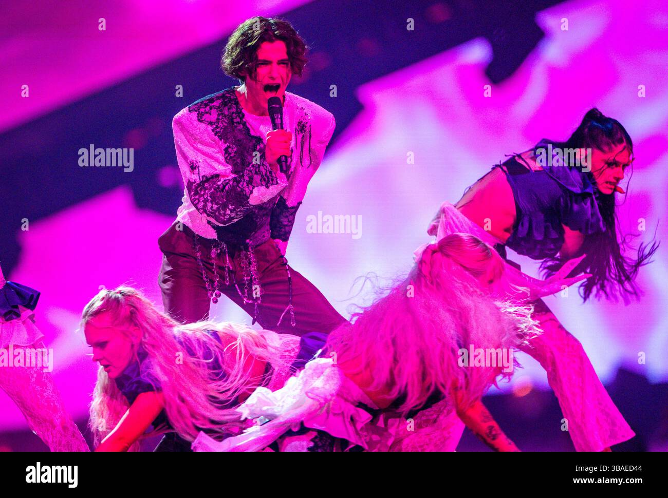 Basel, Switzerland. 12th May, 2025. Erika Vikman from Finland with the song "Ich komme" on the ...