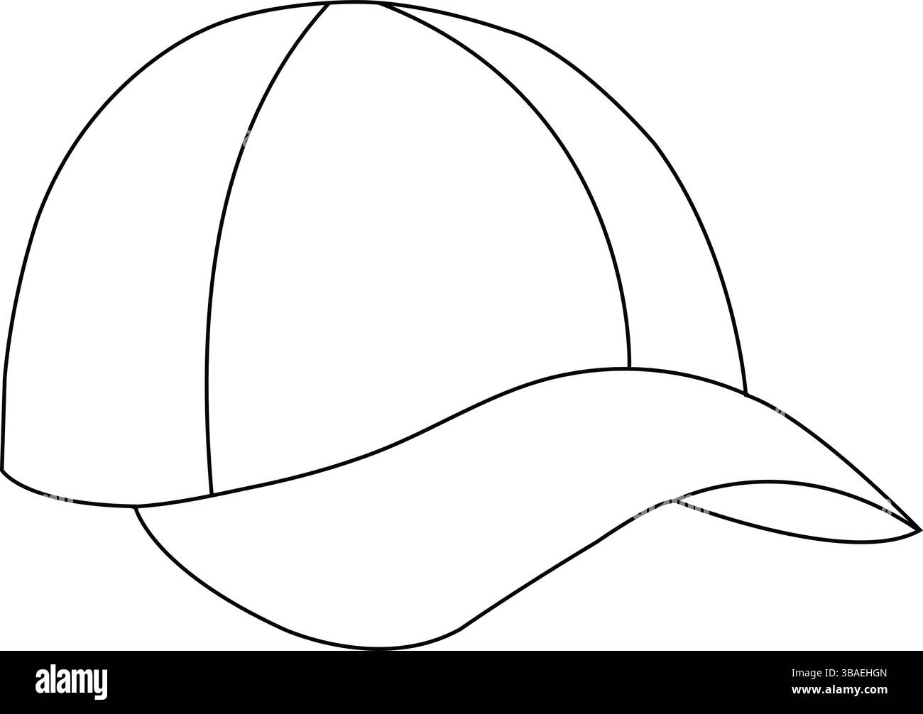 Simple Line Drawing of a Baseball Cap – Flat Fashion Sketch of Headwear ...