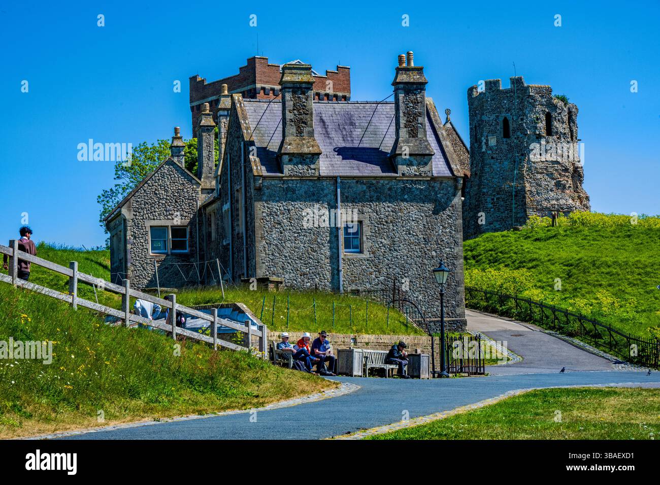 structures at Dover Castle,The Roman Pharos on the right Stock Photo ...