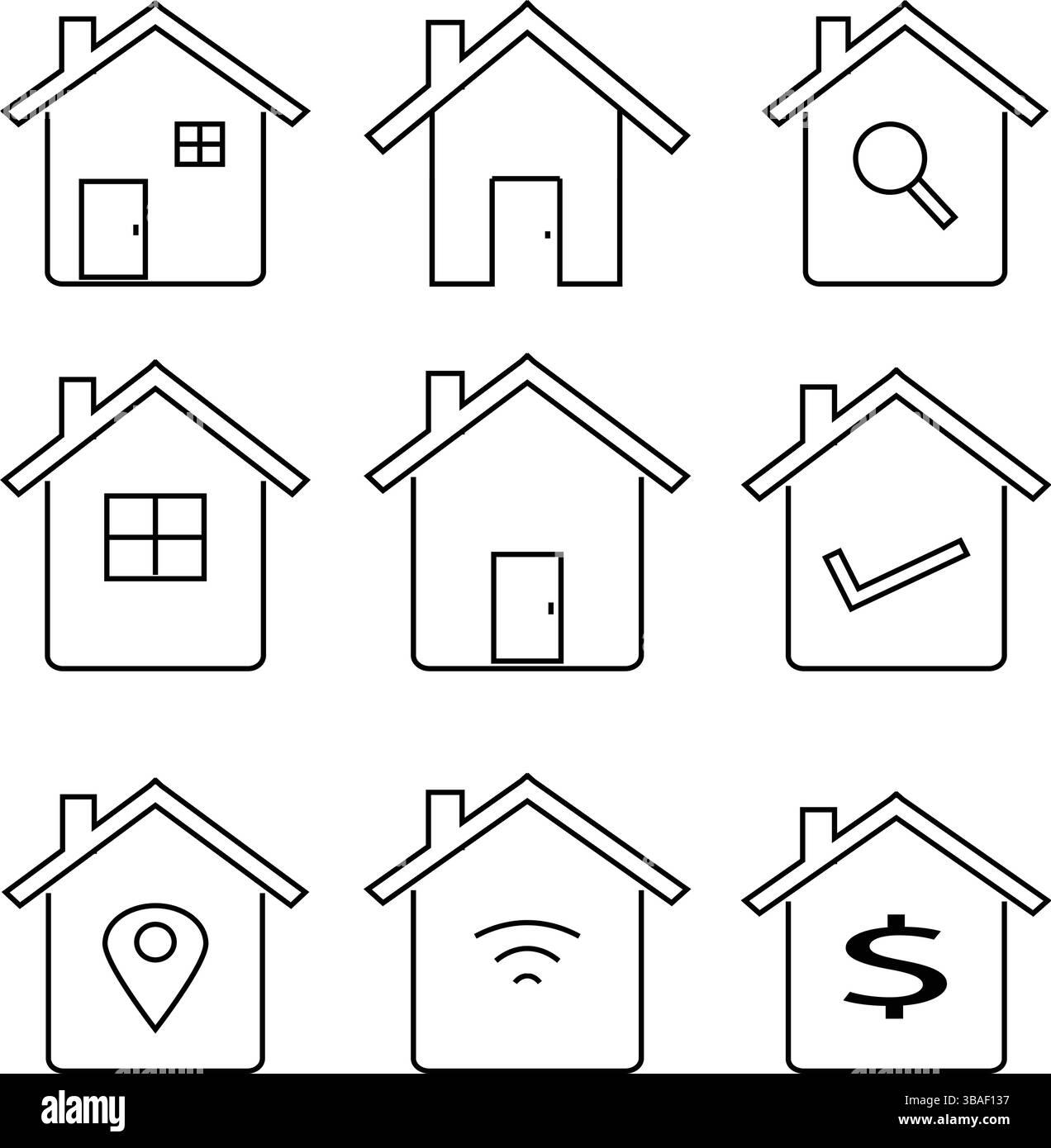 Simple outline illustration real estate Black and White Stock Photos ...