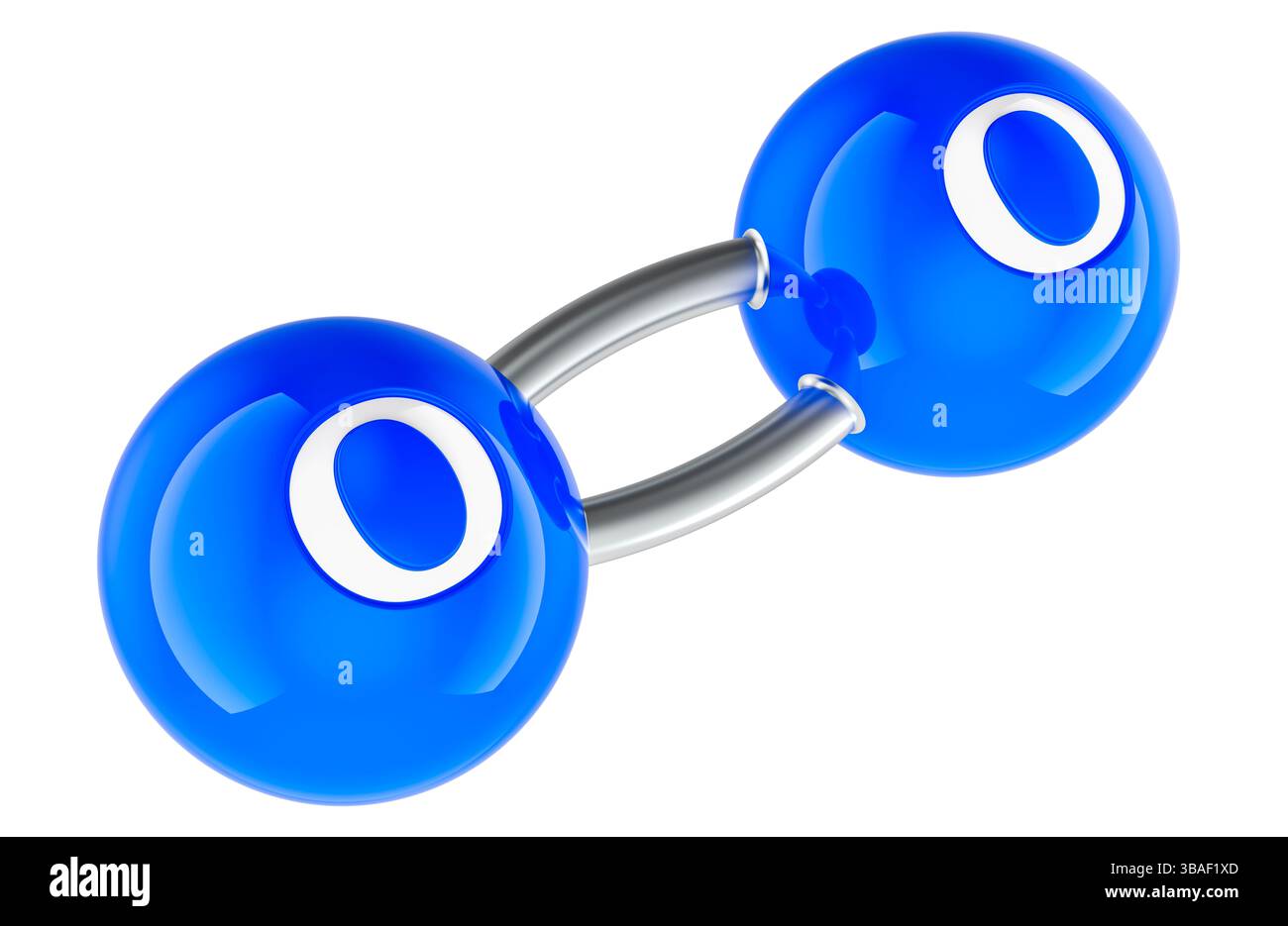 O2 Oxygen, molecule. 3D rendering isolated on white background Stock ...