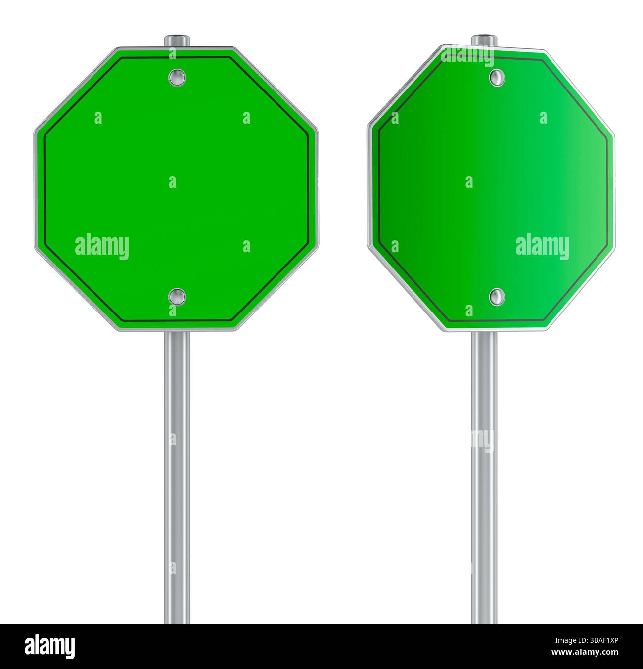 Green traffic road sign, blank. Octagonal shaped road sign. Template ...
