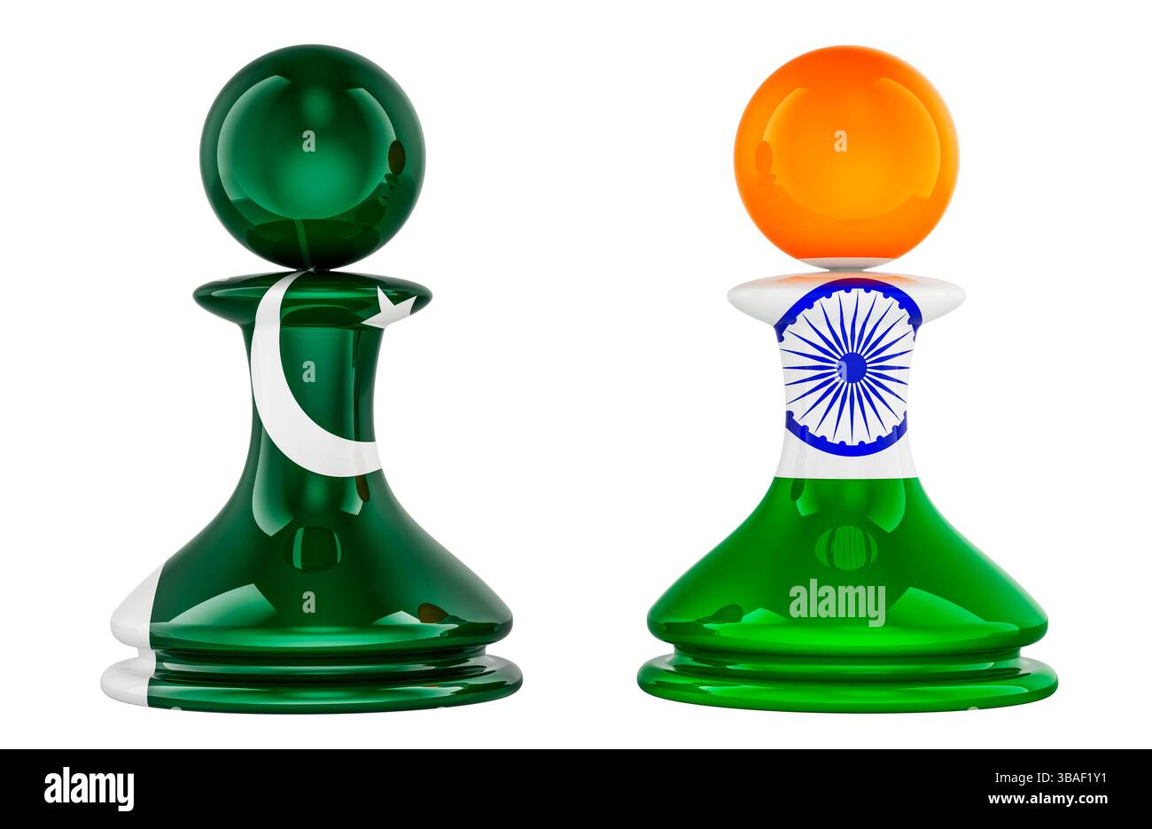 Pakistan and India confrontation and opposition concept. 3D rendering ...