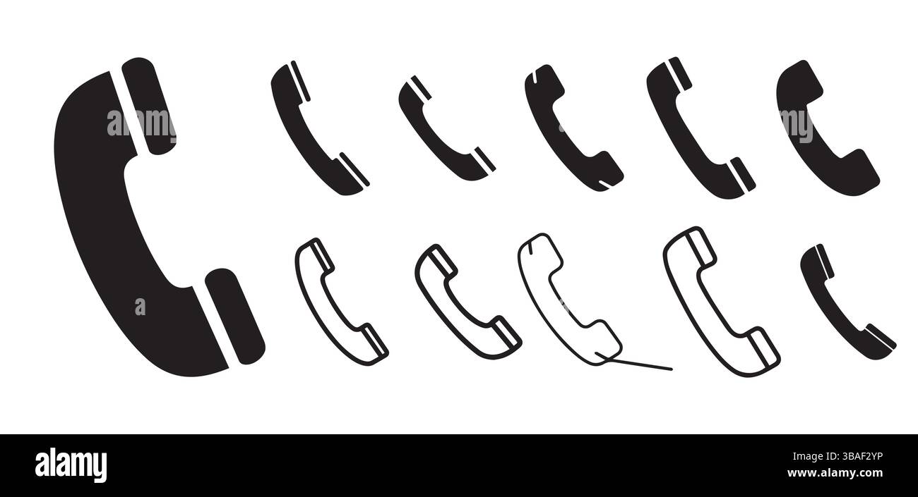 Telephone Handset Icons Set - Vector Call Symbol Collection Stock ...