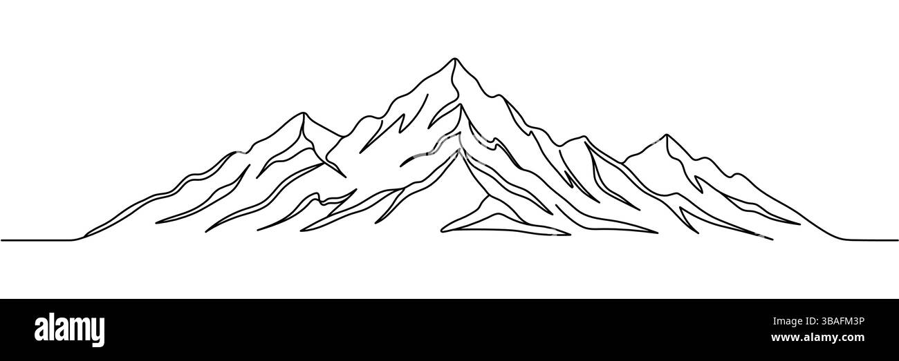 Abstract mountain range landscape background. Simple line drawing of ...