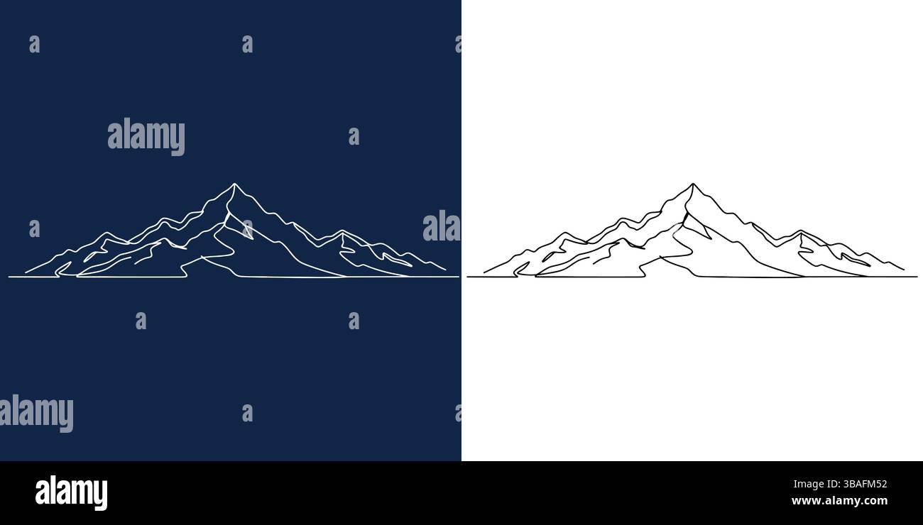 Abstract mountain range landscape background. Simple line drawing of ...