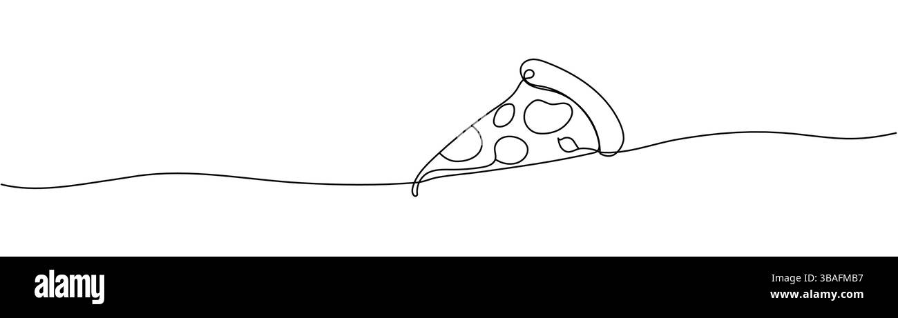 One continuous line pizza slice menu concept. Restaurant food pizzeria ...