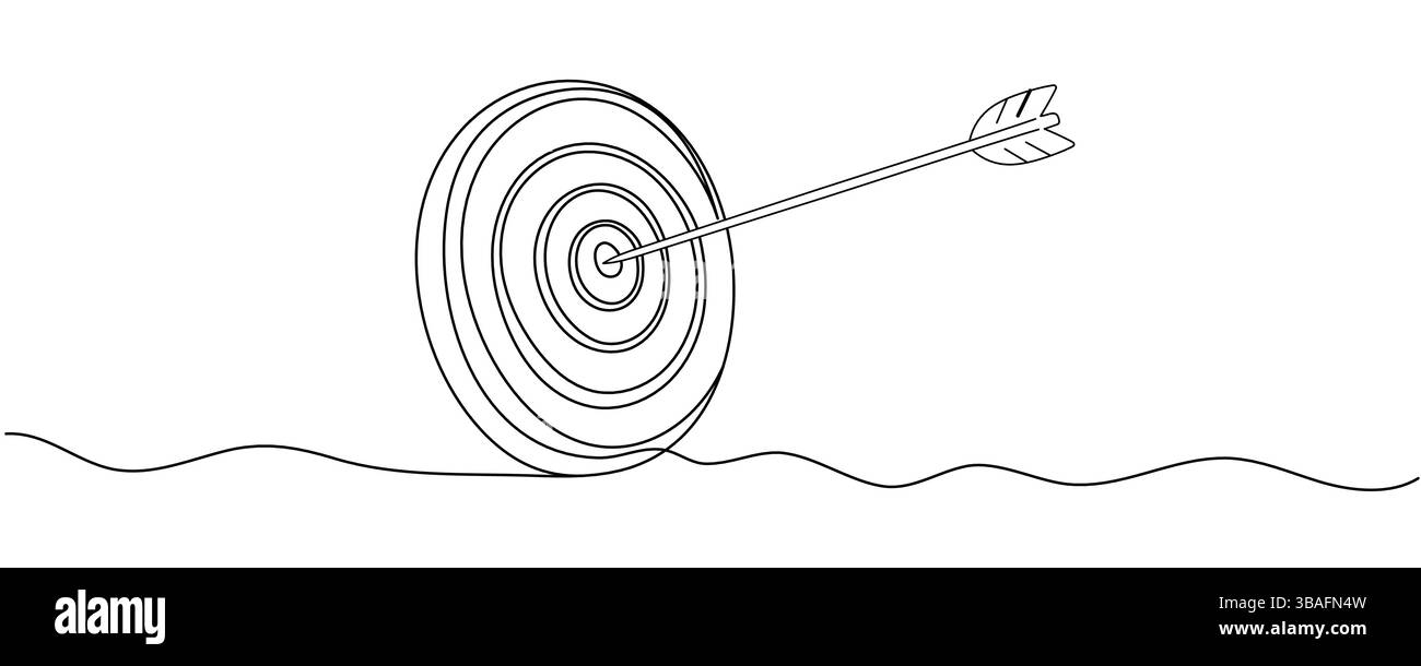 Arrow on target line continuous drawing vector. Arrow on target icon ...