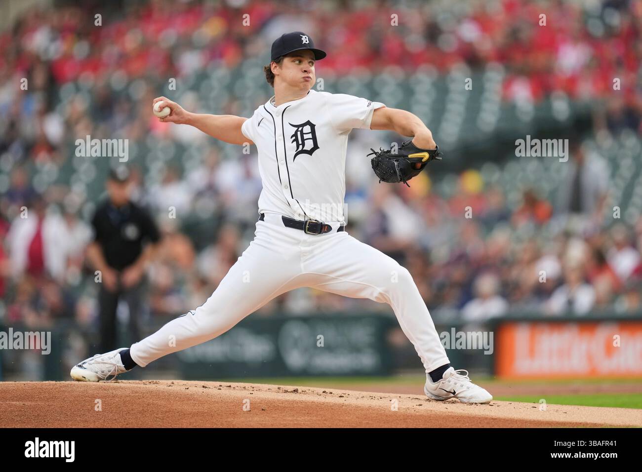 Detroit Tigers pitcher Jackson Jobe throws against the Boston Red Sox ...
