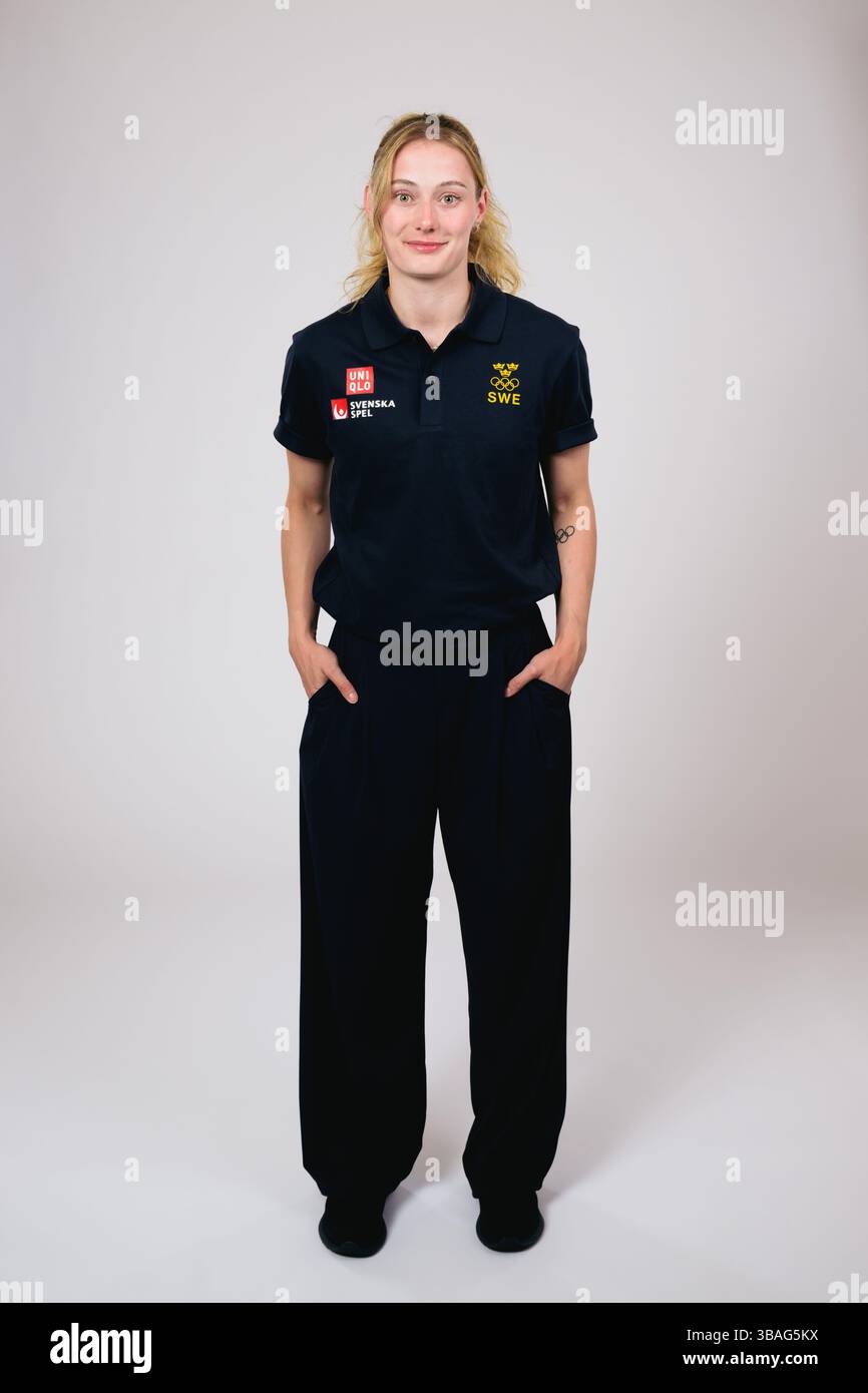 Ice hockey athlete Linnéa Andersson of, Sweden. , . poses for a ...