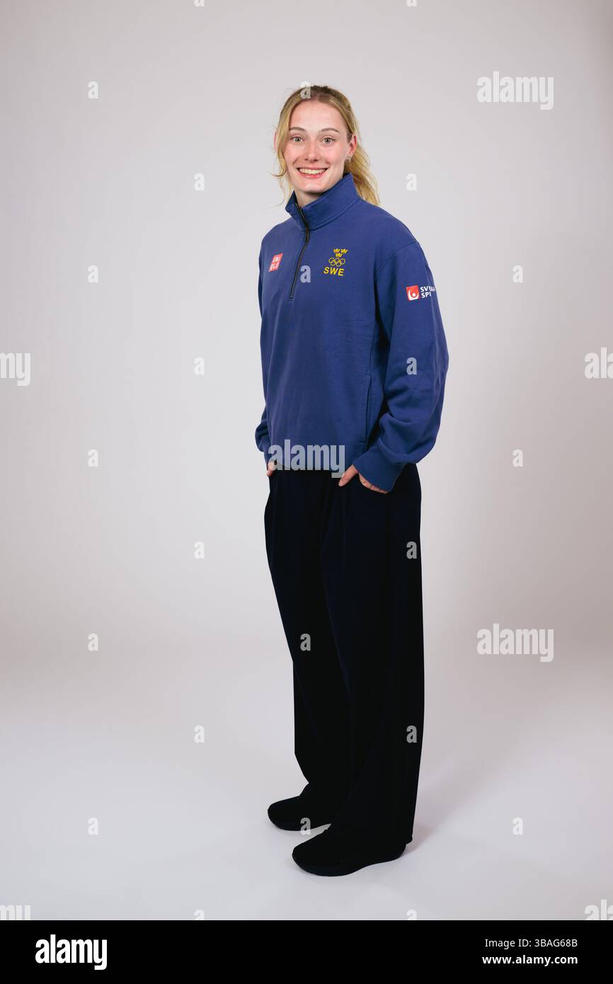 Ice hockey athlete Linnéa Andersson of, Sweden. , . poses for a ...