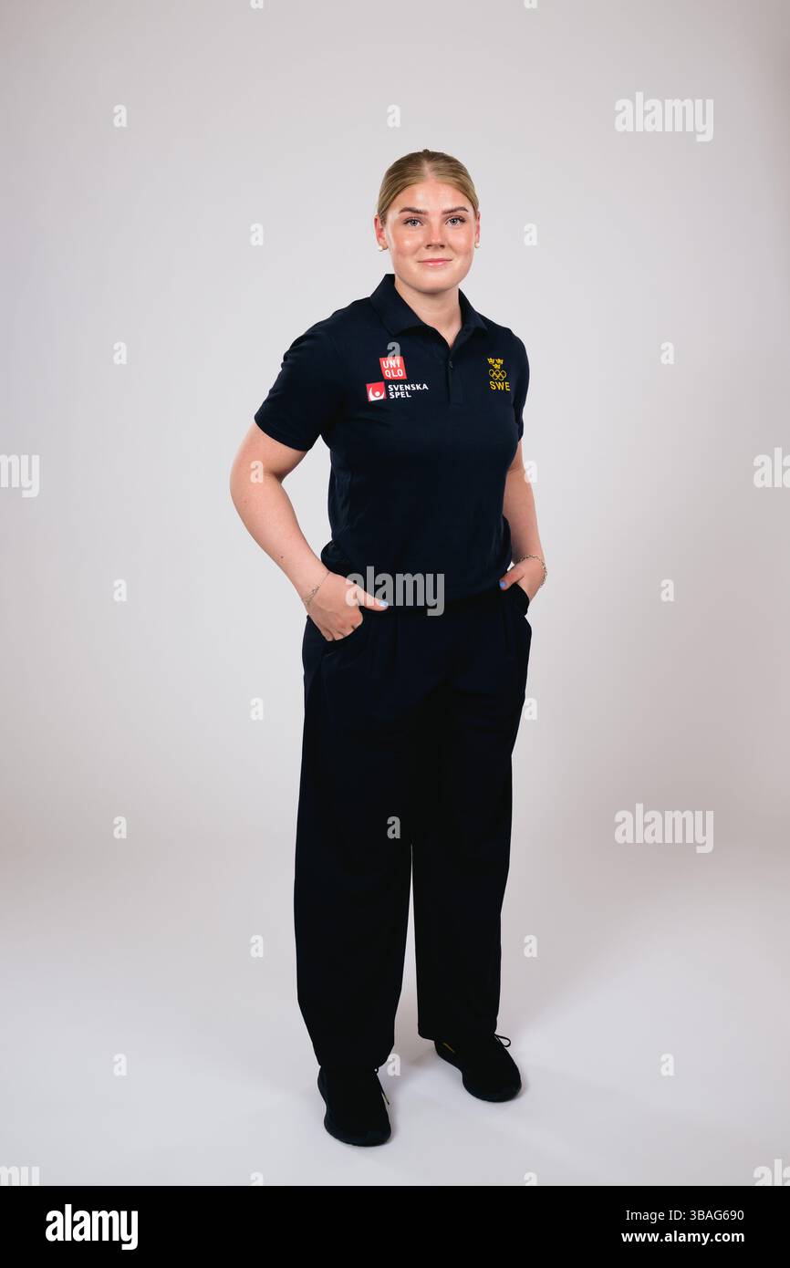 Ice hockey athlete Lova Blom of, Sweden. , . poses for a portrait ...