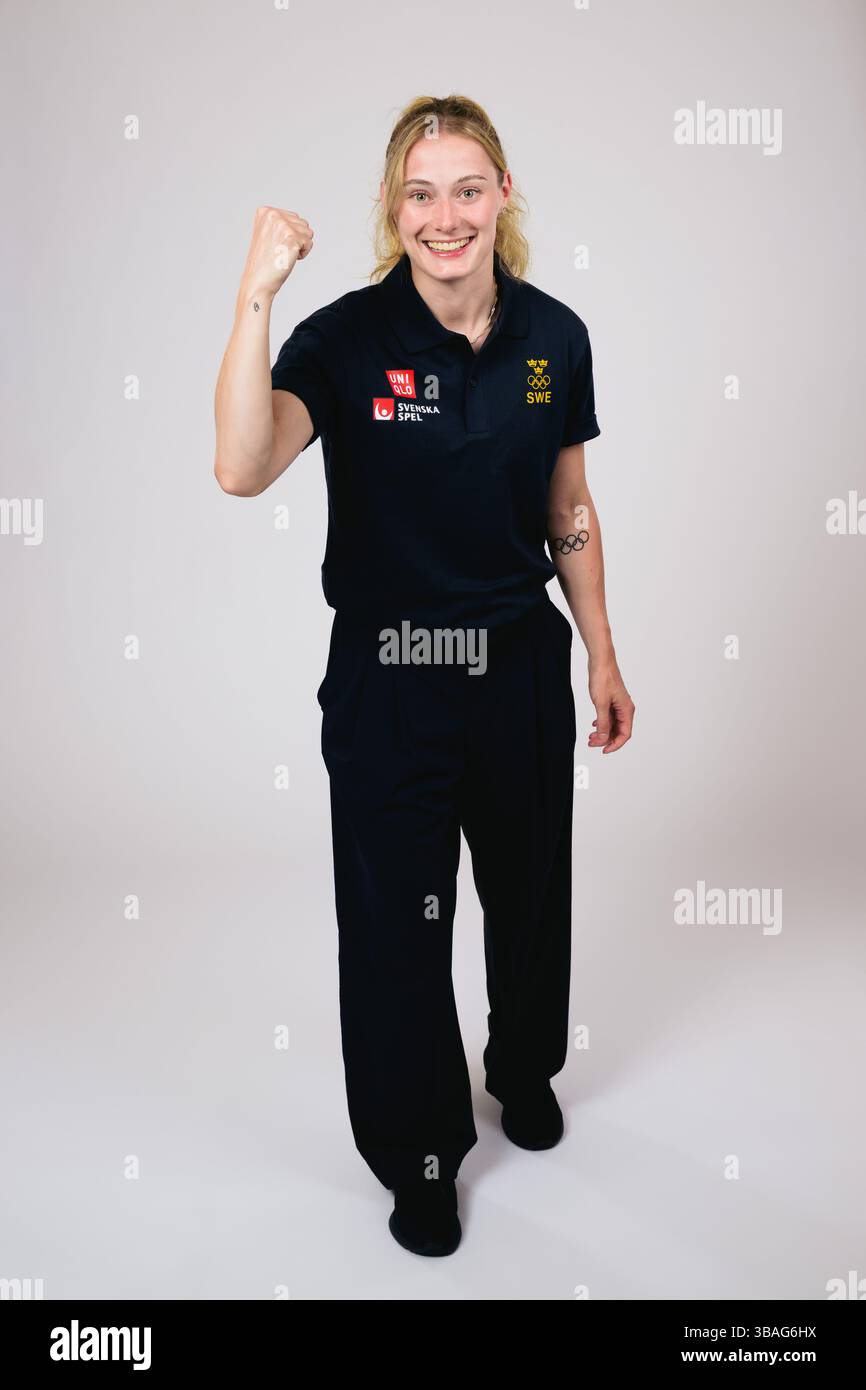 Ice hockey athlete Linnéa Andersson of, Sweden. , . poses for a ...