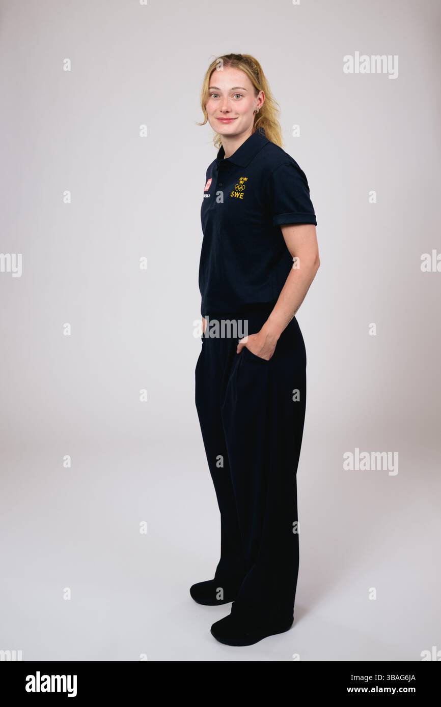 Ice hockey athlete Linnéa Andersson of, Sweden. , . poses for a ...