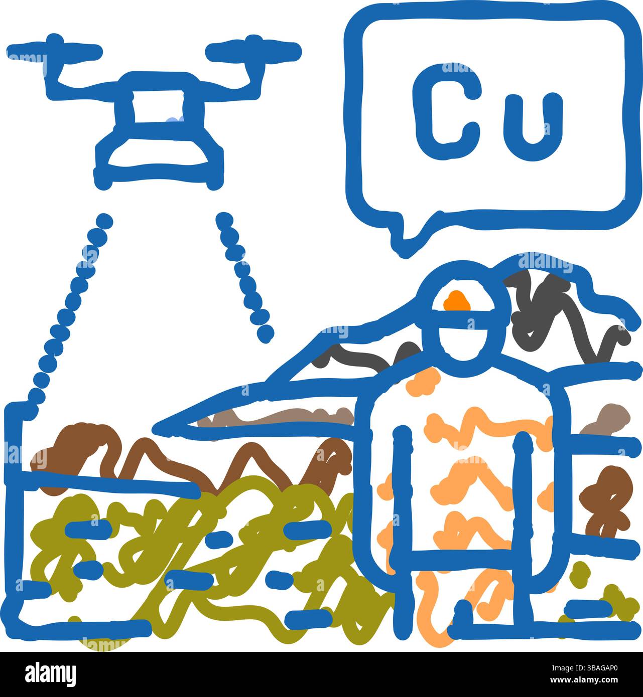 aerial surveying exploration copper icon doodle illustration Stock ...