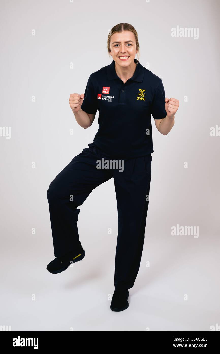 Ice hockey athlete Linnéa Johansson of, Sweden. , . poses for a ...