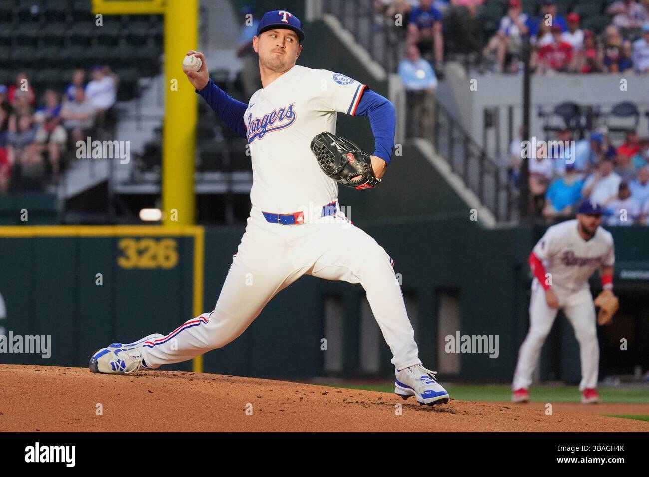 Texas Rangers starting pitcher Tyler Mahle throws during the first ...