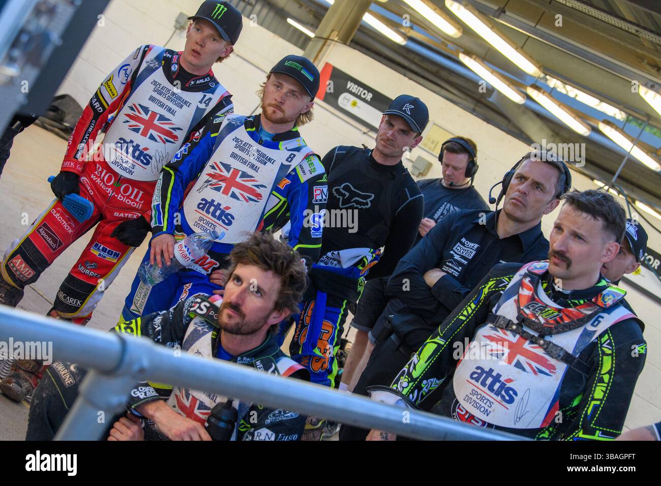 (L to R): Dan Bewley, Connor Mountain, Steve Worrall British Speedway ...