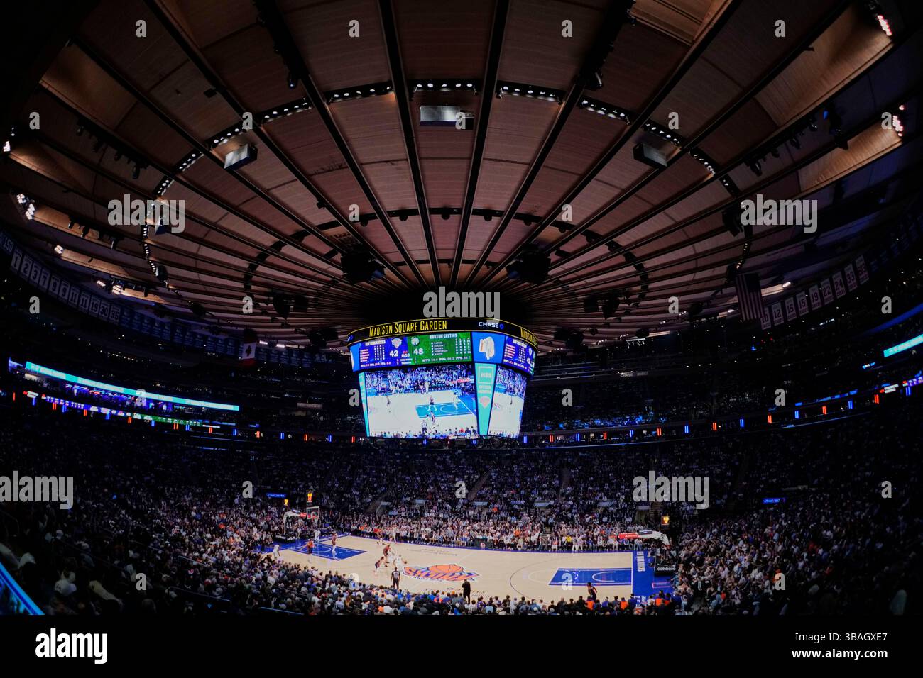The Boston Celtics play the New York Knicks during the first half of ...