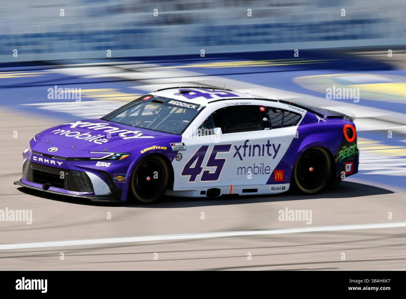 Tyler Reddick (45) heads down the front straightaway during a NASCAR ...