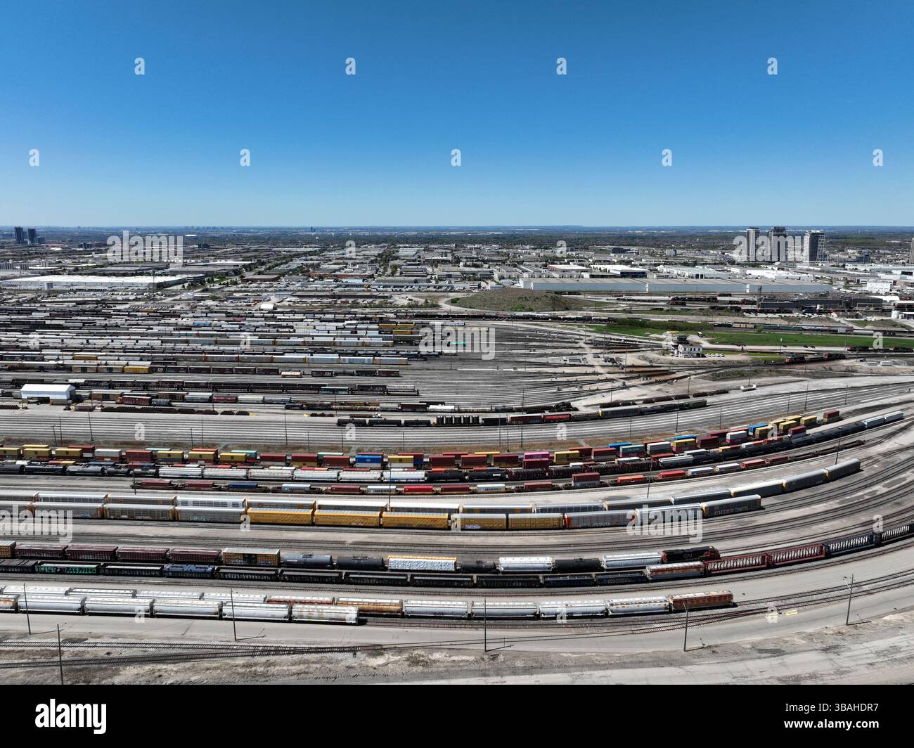 Aerial view of Canadian National Railway's MacMillan Yard and autorack ...