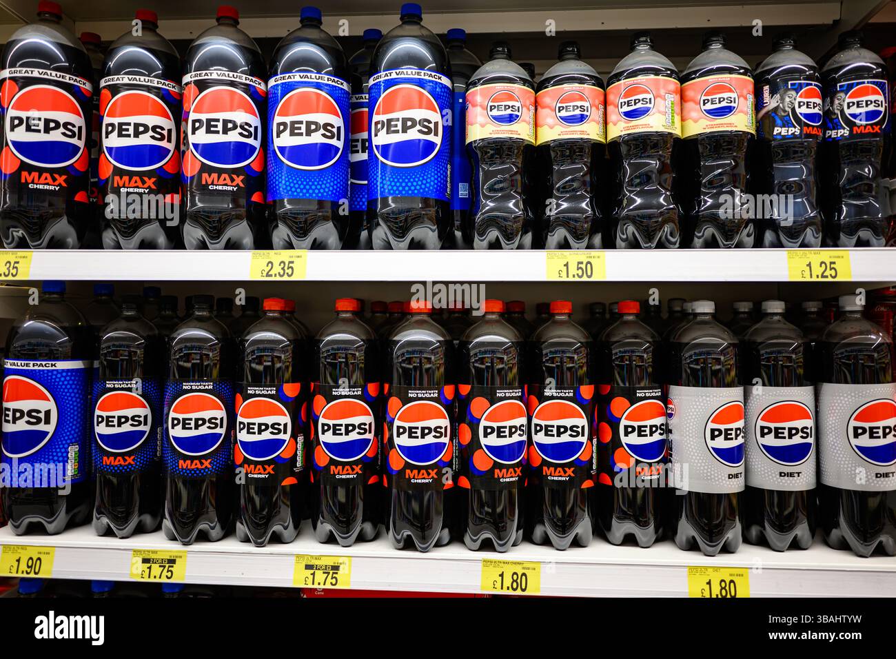 Pepsi cola bottles on a shelf – Wales, UK – 07 May 2025 Stock Photo - Alamy