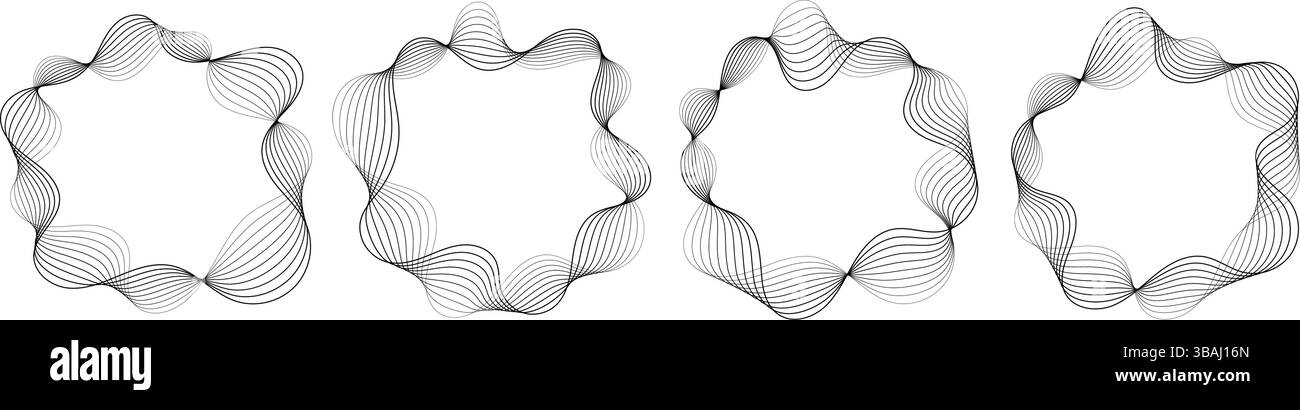 Abstract wavy frames set, black flowing borders isolated on white Stock ...