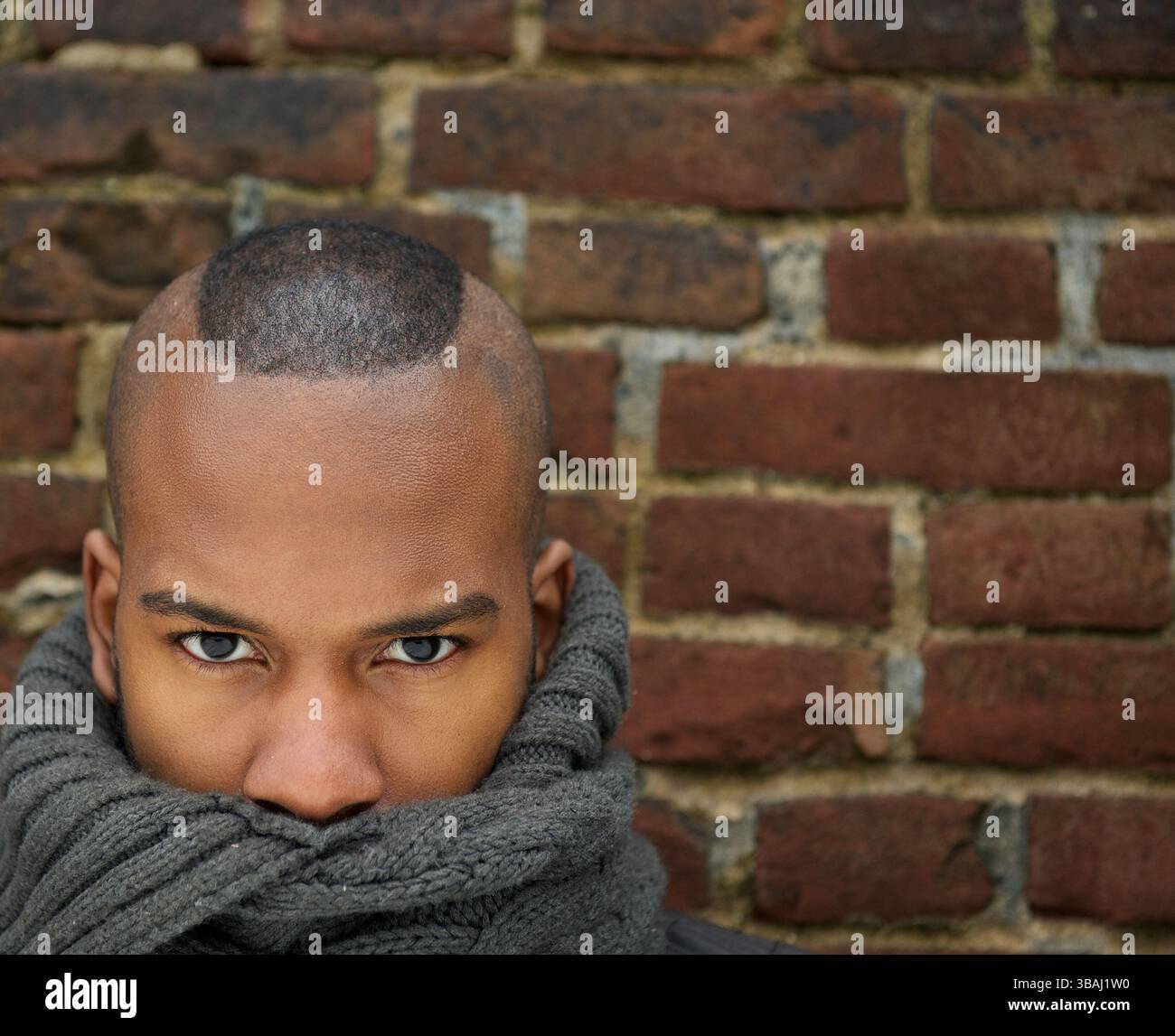 Portrait of a male fashion model with scarf covering face Stock Photo ...