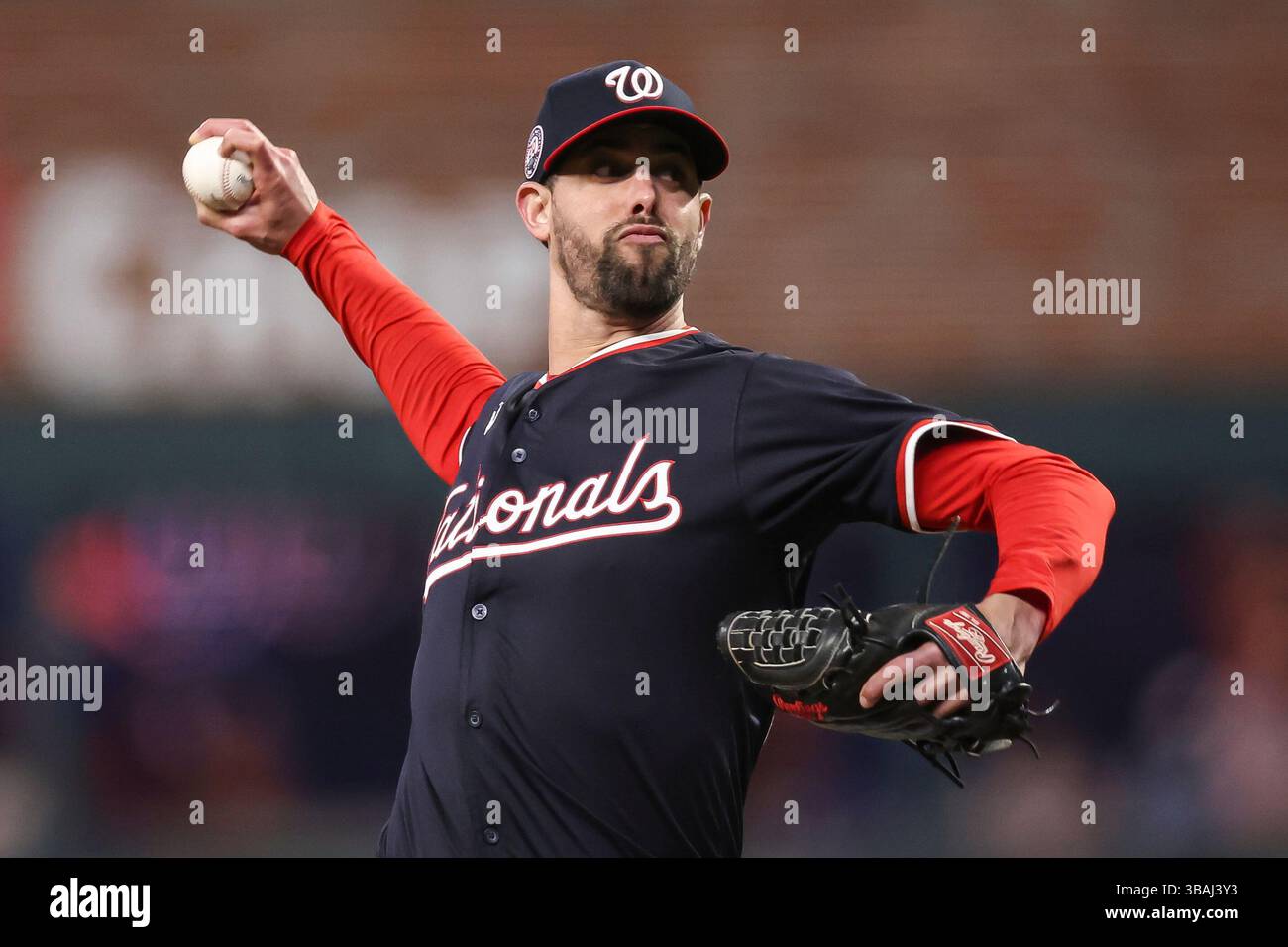 Washington Nationals pitcher Jorge López delivers in the seventh inning ...
