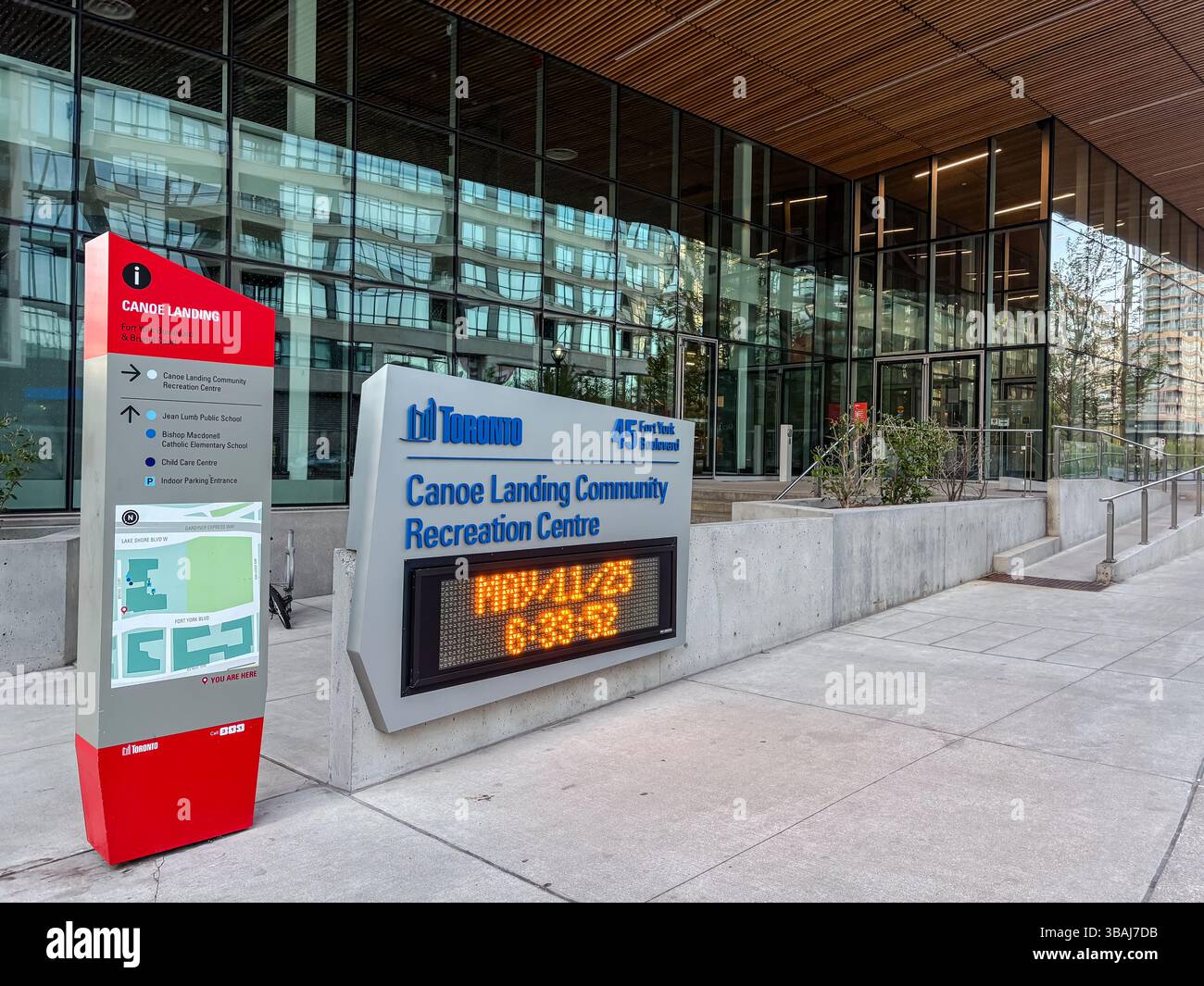 Canoe Landing Community Recreation Centre exterior view with signage ...