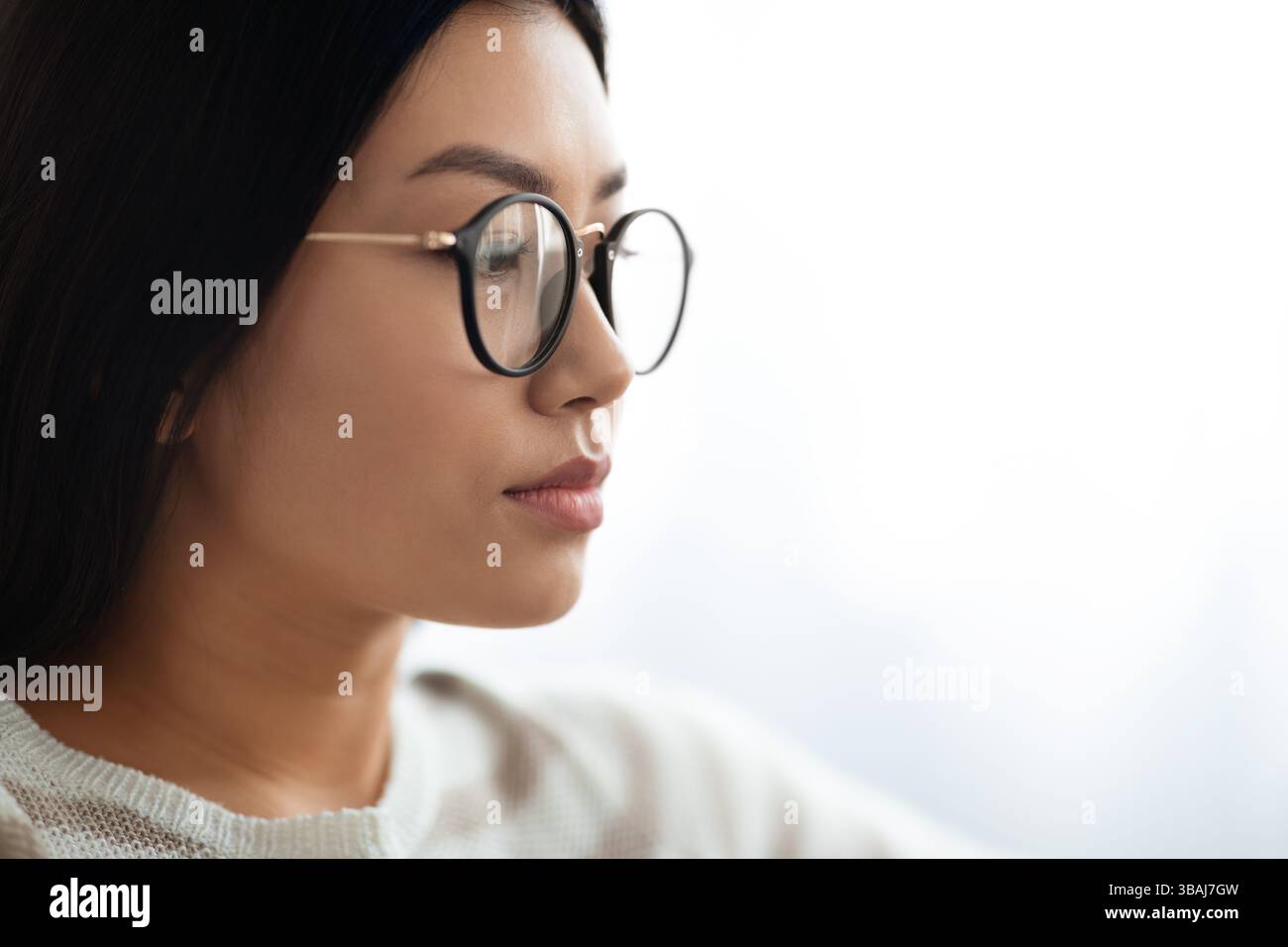 Closeup Portrait Of Young Beautiful Asian Woman In Eyeglasses ...