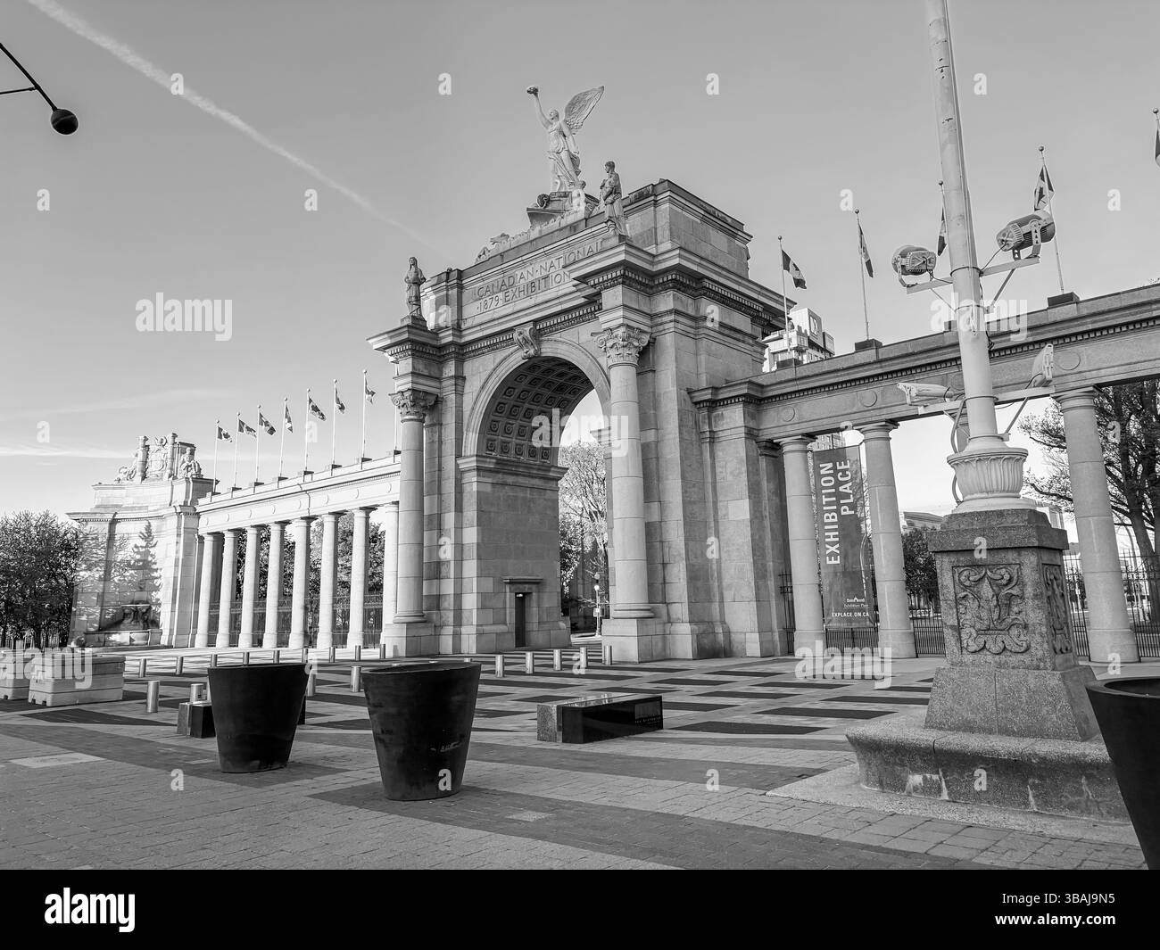 Princes' Gates. Grand stone archway with columns and statue at ...